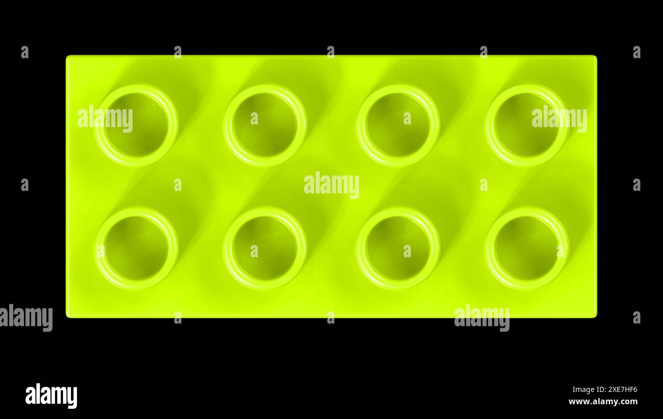 Lime Green Lego Block Isolated on a Black Background. Close Up View of ...