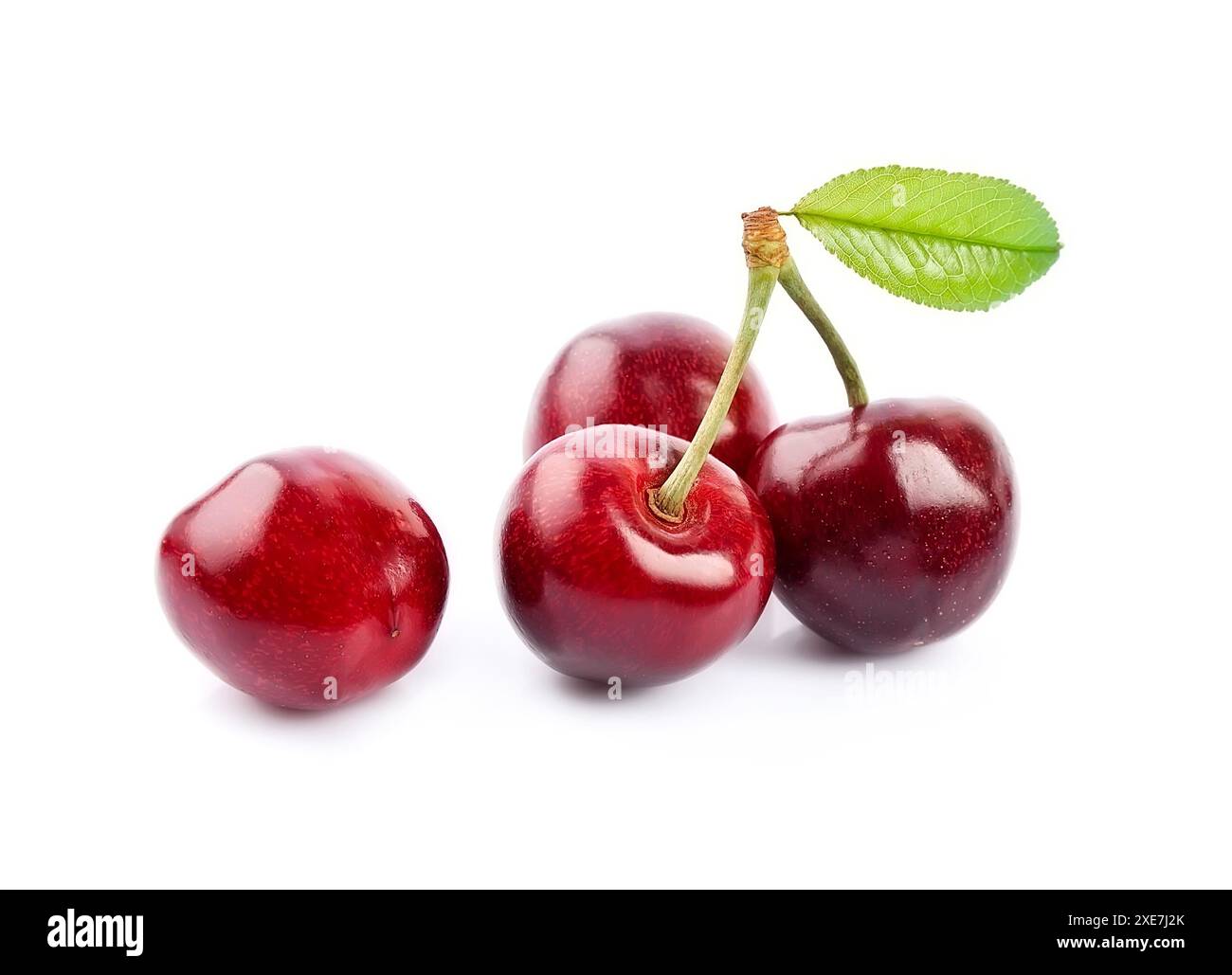 Ripe cherry with leaves Stock Photo - Alamy