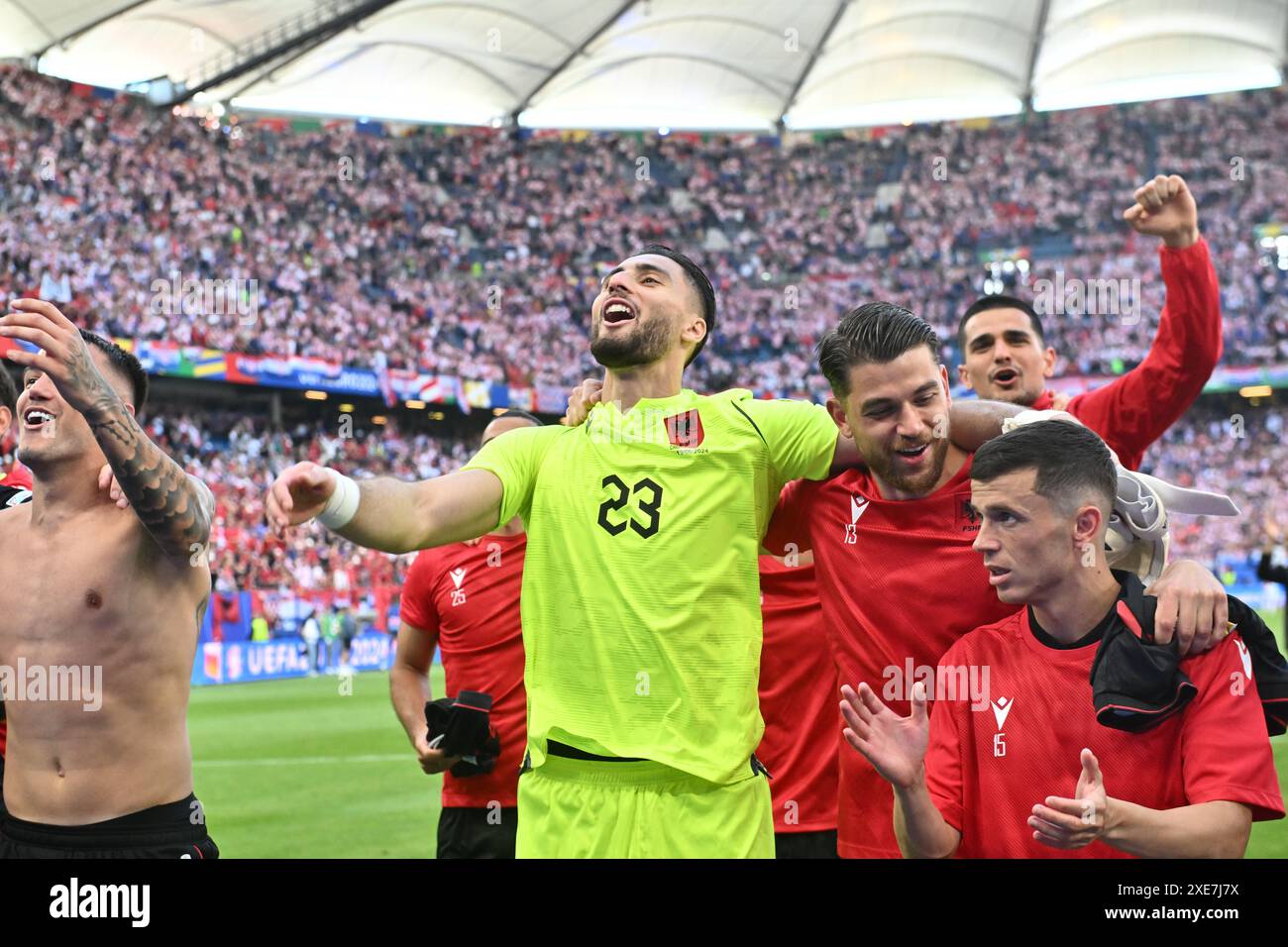 HAMBURG, GERMANY - JUNE 19: Thomas Strakosha, Taulant Seferi, Enea ...