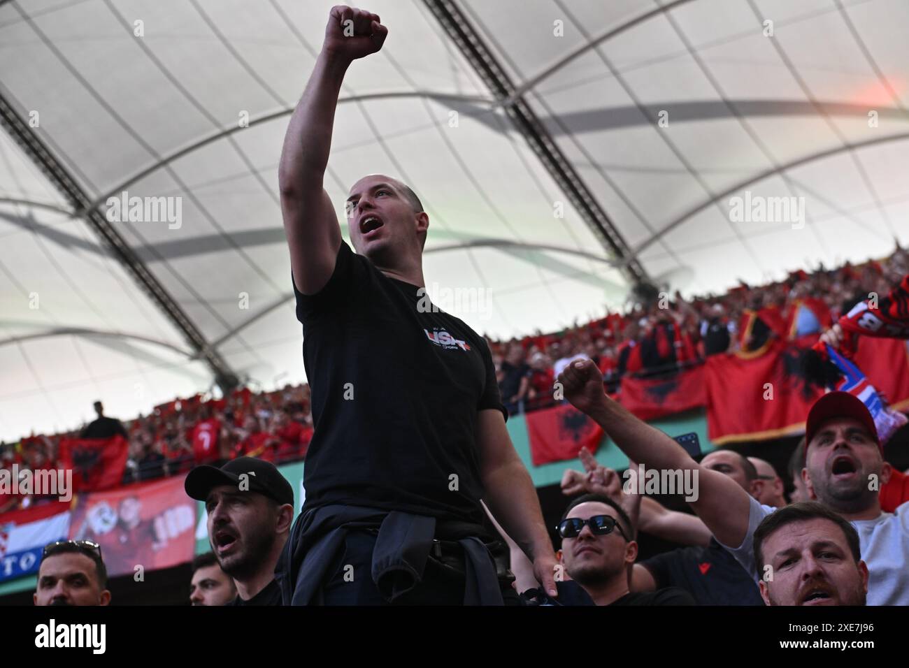 HAMBURG, GERMANY - JUNE 19: albania ultras fans during the UEFA EURO ...