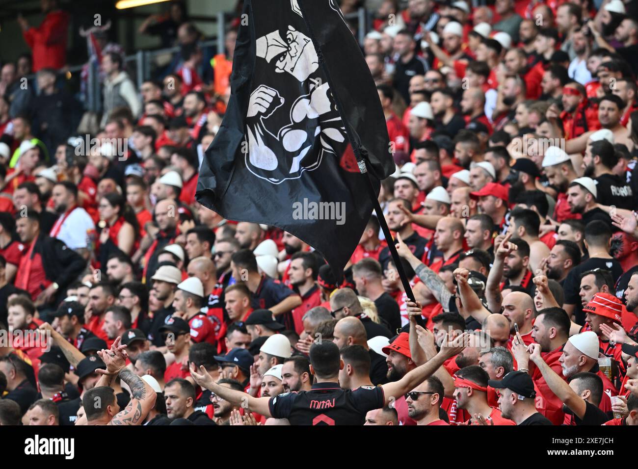 HAMBURG, GERMANY - JUNE 19: ultras fans of albania during the UEFA EURO ...