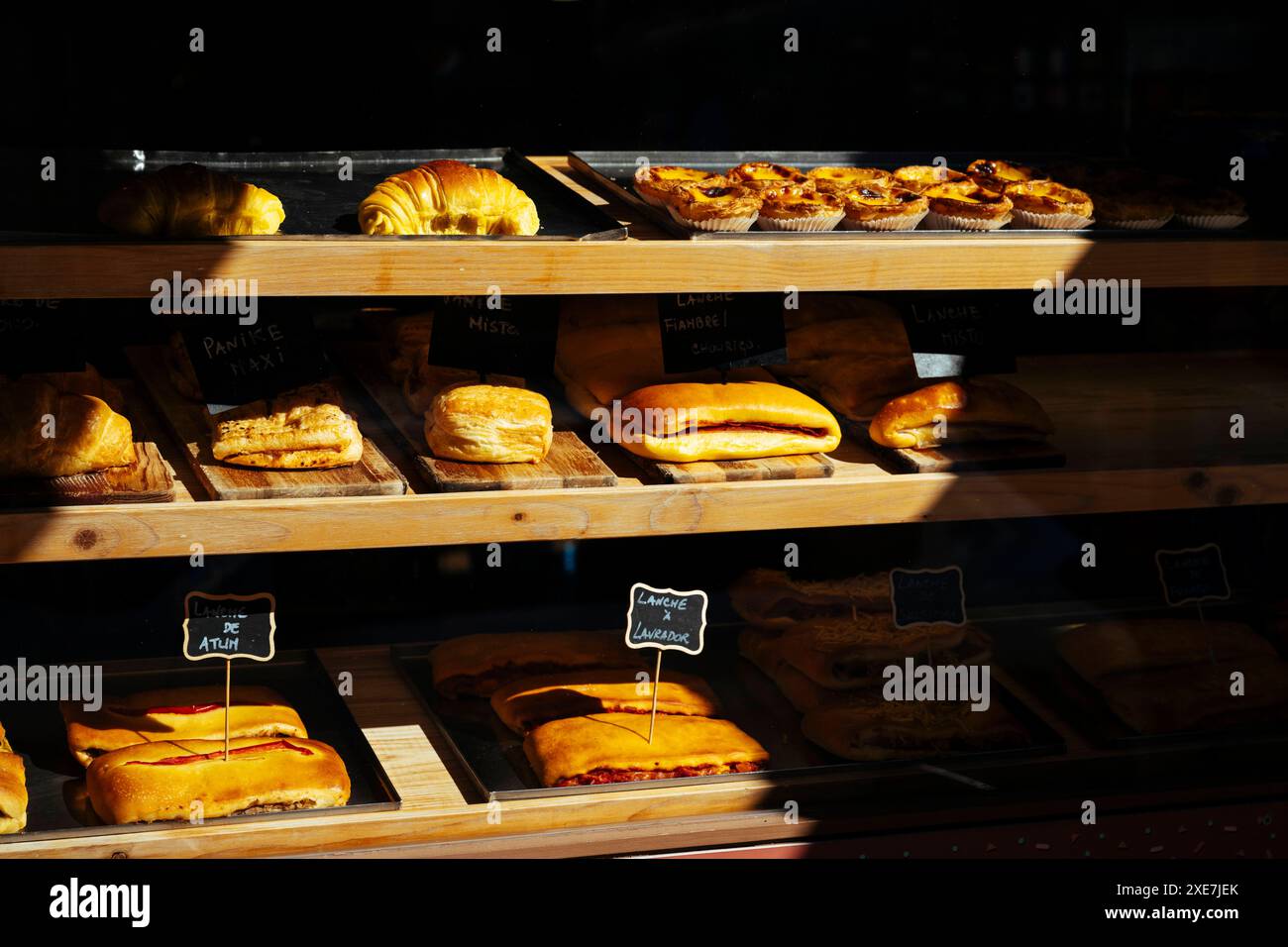 Food on display at bakery, Porto, Porto District, Portugal, Europe ...