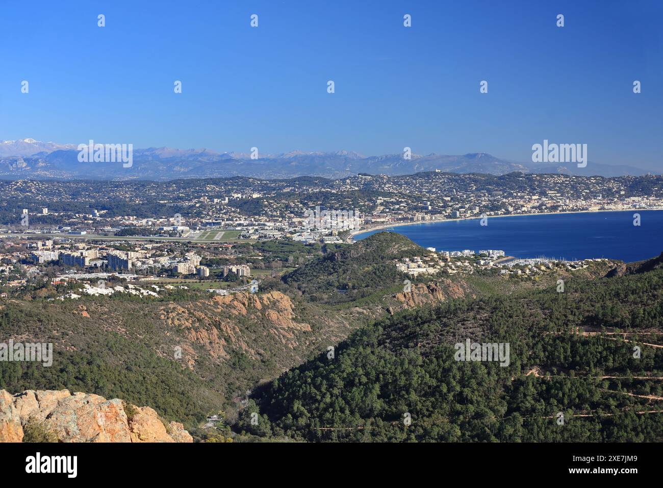 Top view above the bay of Cannes from the mont Saint Martin, Esterel ...