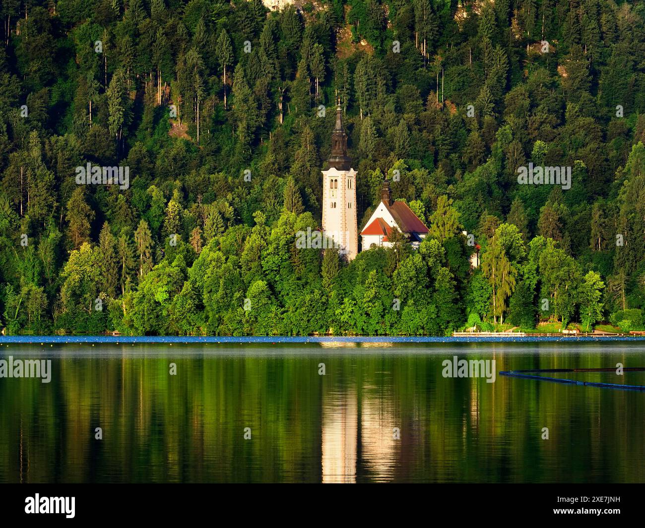 The Church of the Assumption of Mary on Bled Island in Lake Bled at ...