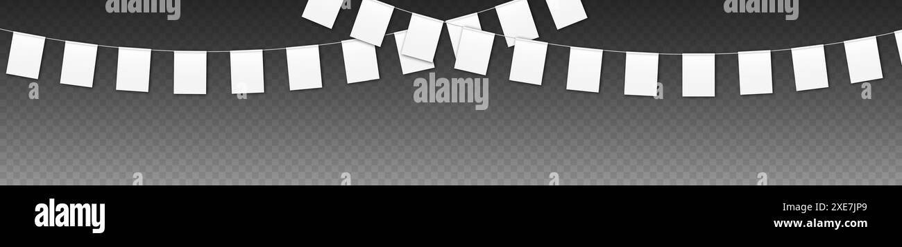 Bunting flags mockup, carnival party flags, festive pennants hanging on ...