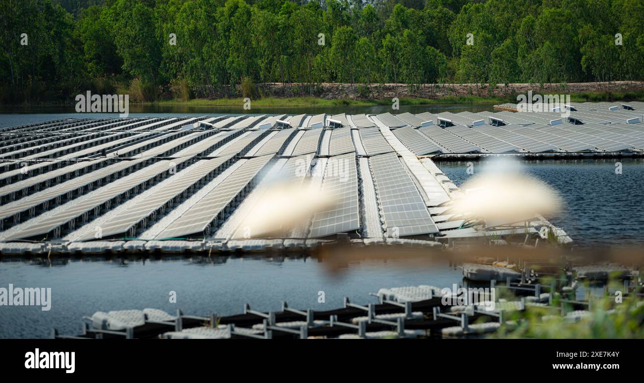Close-up of the solar panel's sun detector in the floating solar panels ...