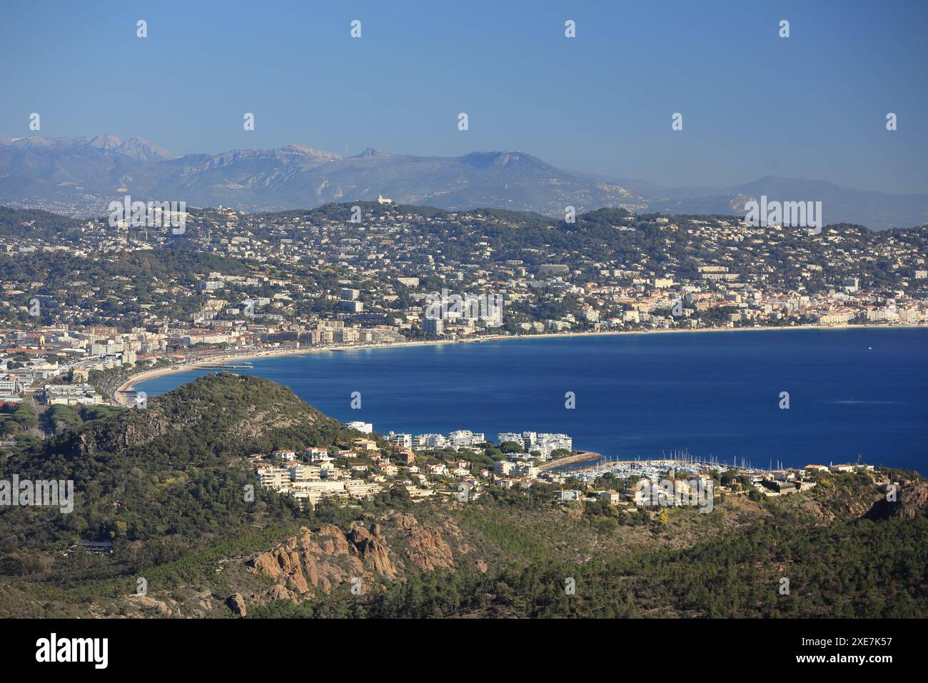 Top view above the bay of Cannes from the mont Saint Martin, Esterel ...