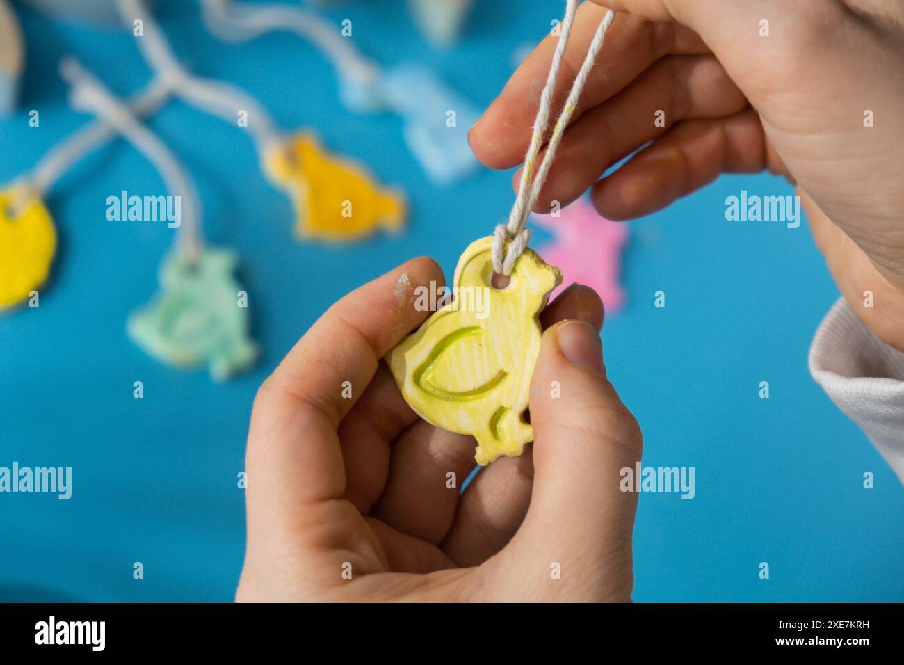 Children air dry clay activity handicraft idea. DIY process step by ...