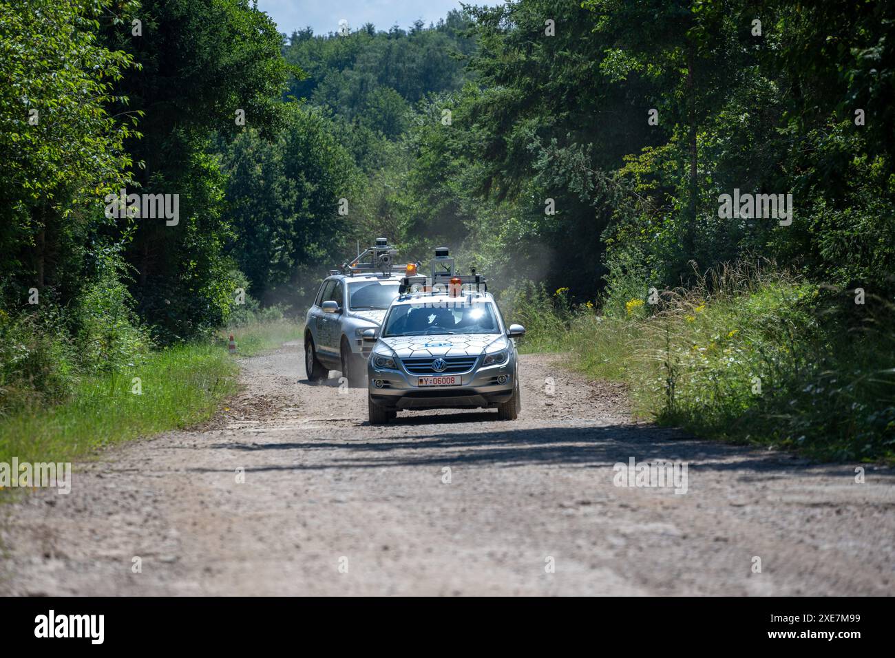 Trier, Germany. 26th June, 2024. Autonomously controlled test vehicles ...