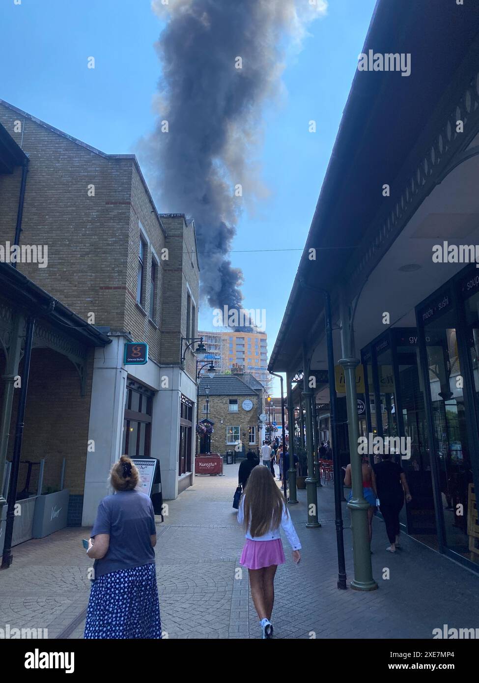 Staines, UK. 26th June. A fire has broken out in Staines central above ...