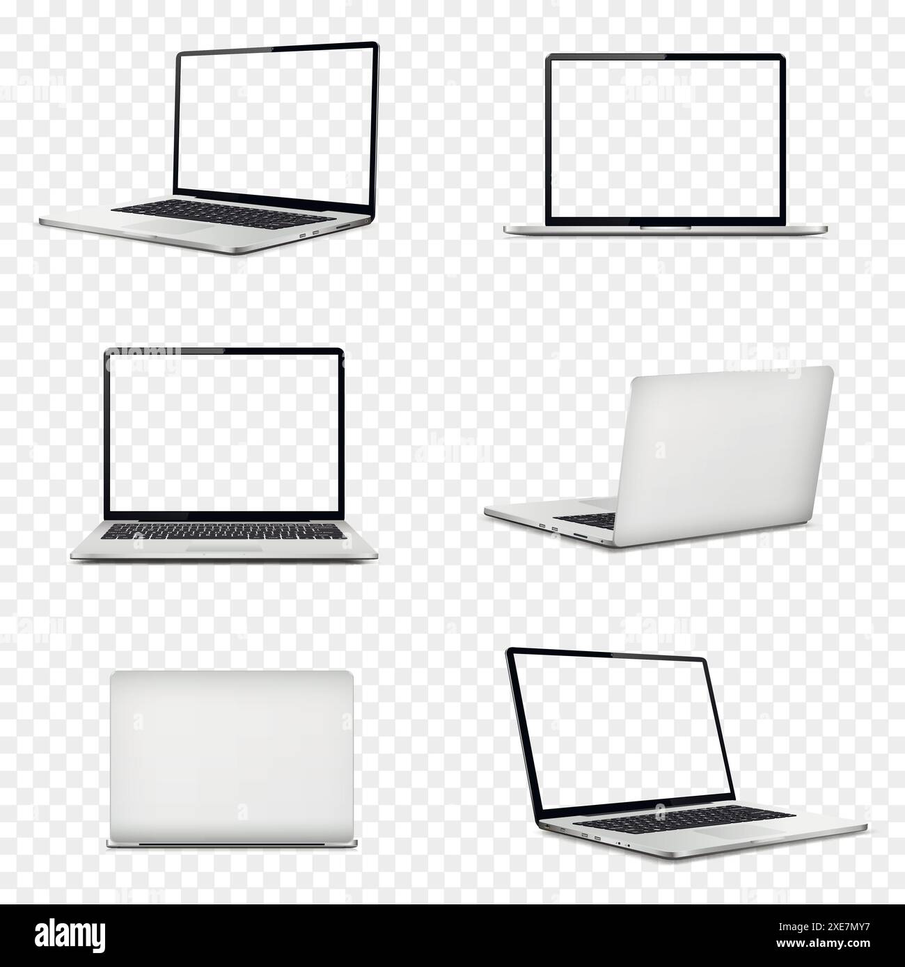 Laptop set mockup. Realistic laptop in different positions. Vector ...