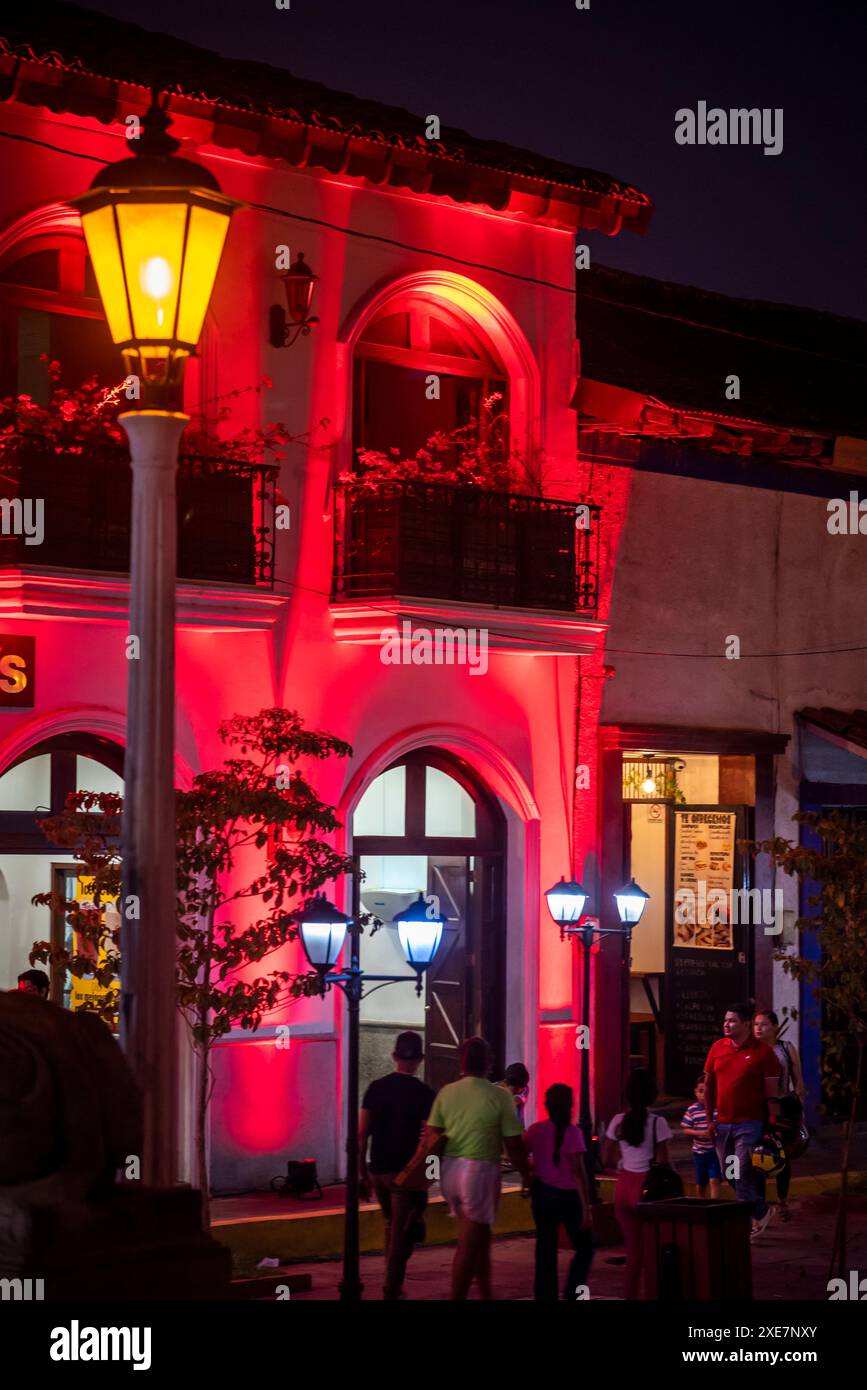 Garishly lit McDonald's in the centre of Leon, Nicaragua Stock Photo ...