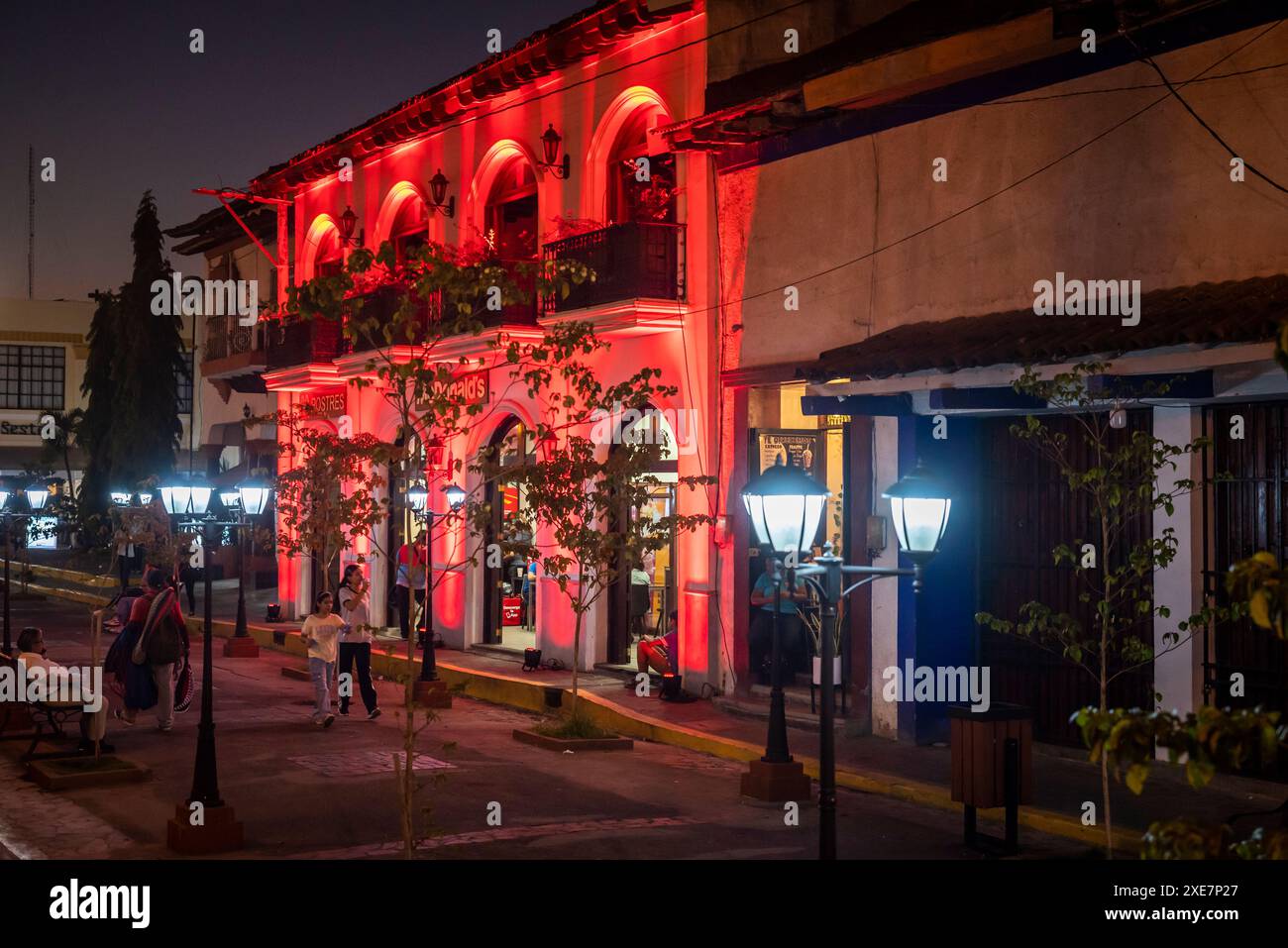 Garishly lit McDonald's in the centre of Leon, Nicaragua Stock Photo ...