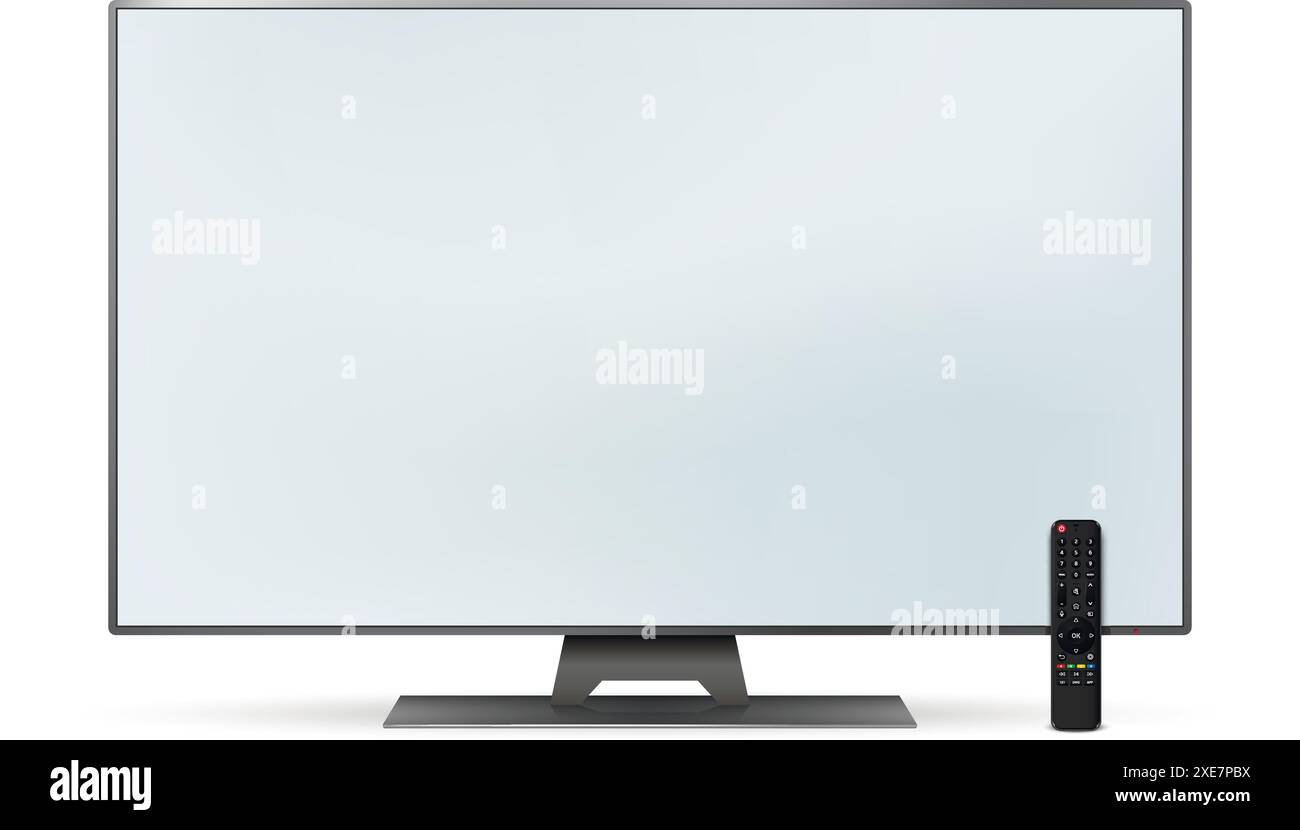 Realistic tv screen. Smart tv mockup. Blank television template. Vector illustration Stock ...