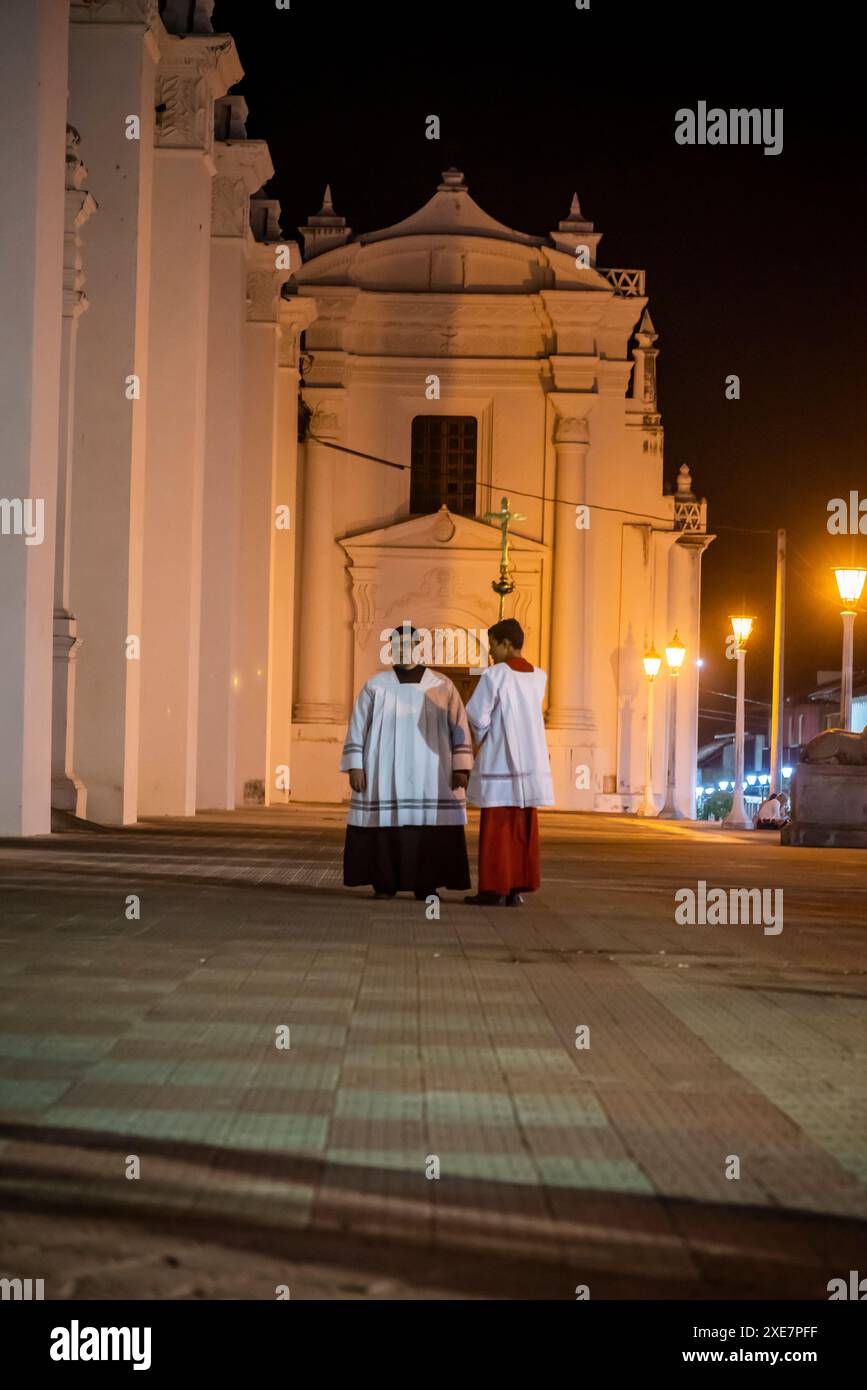 Pre-Easter procession during the Lent in front of Leon Cathedral, a ...