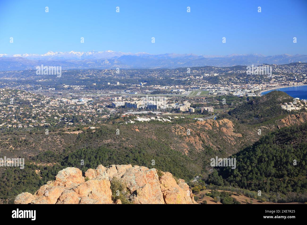Top view above the bay of Cannes from the mont Saint Martin, Esterel ...