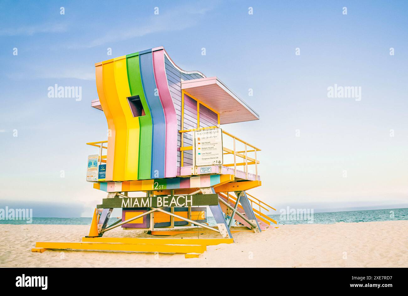 Miami Beach Lifeguard Towers in the colors of the rainbow Stock Photo ...