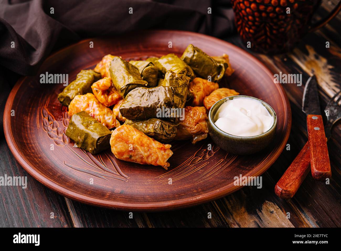Dolma dish with black background hi-res stock photography and images ...