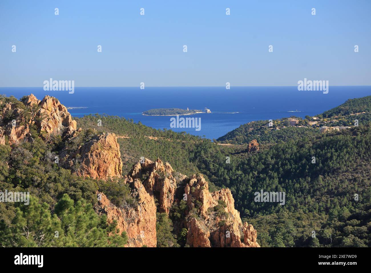 Top view above the French Riviera from the Mont Saint Martin with the ...