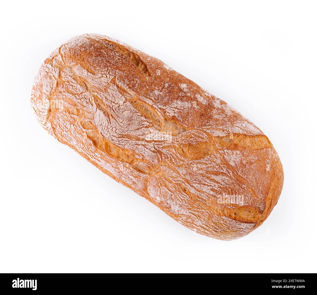 Crusty loaf of sourdough bread on white background Stock Photo - Alamy