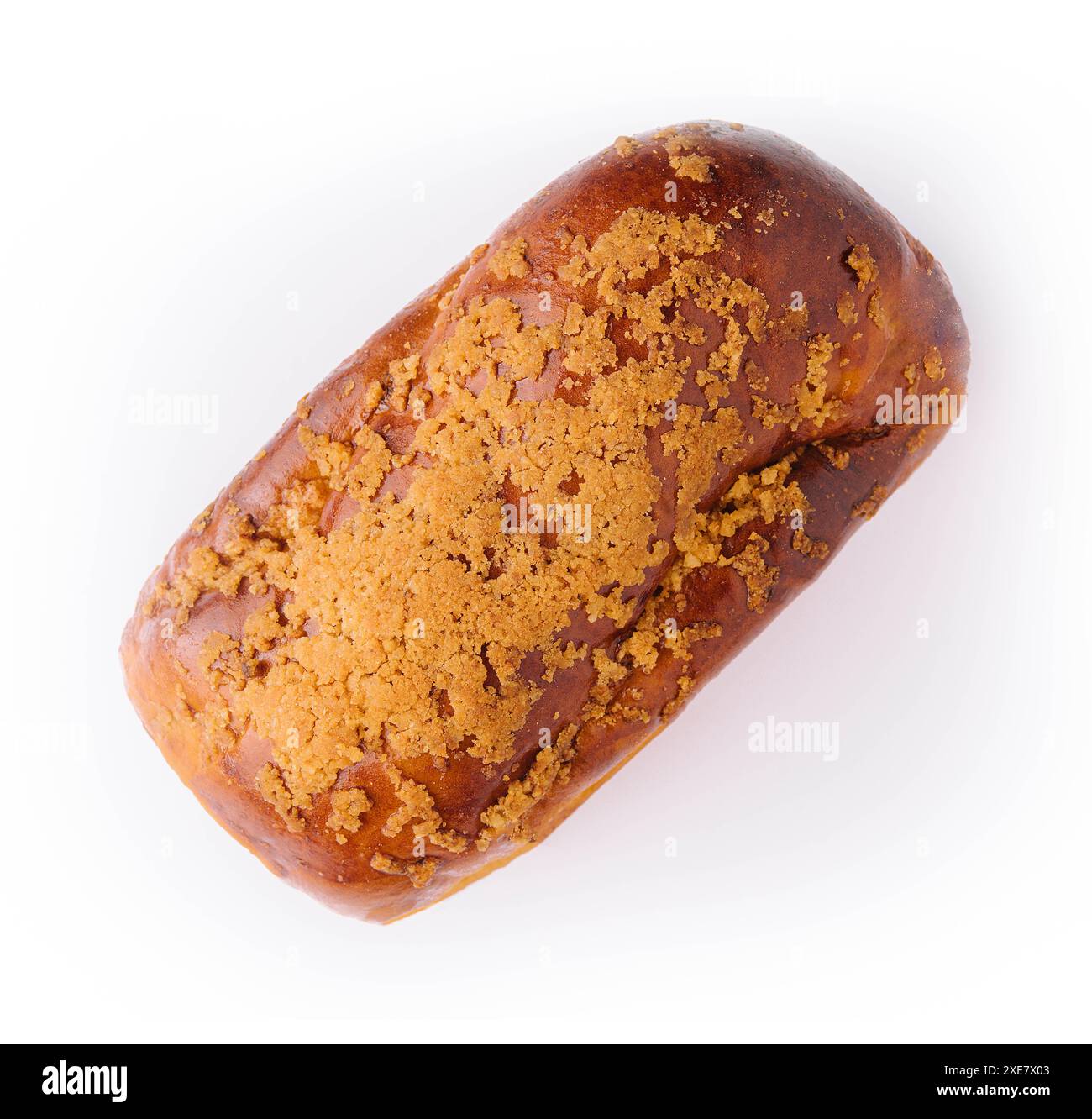 Delicious baked bun on white background Stock Photo - Alamy