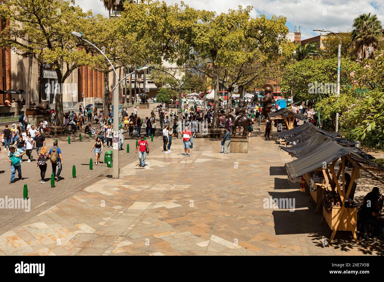 Street view of daily life of ordinary in people in Plaza Botero ...