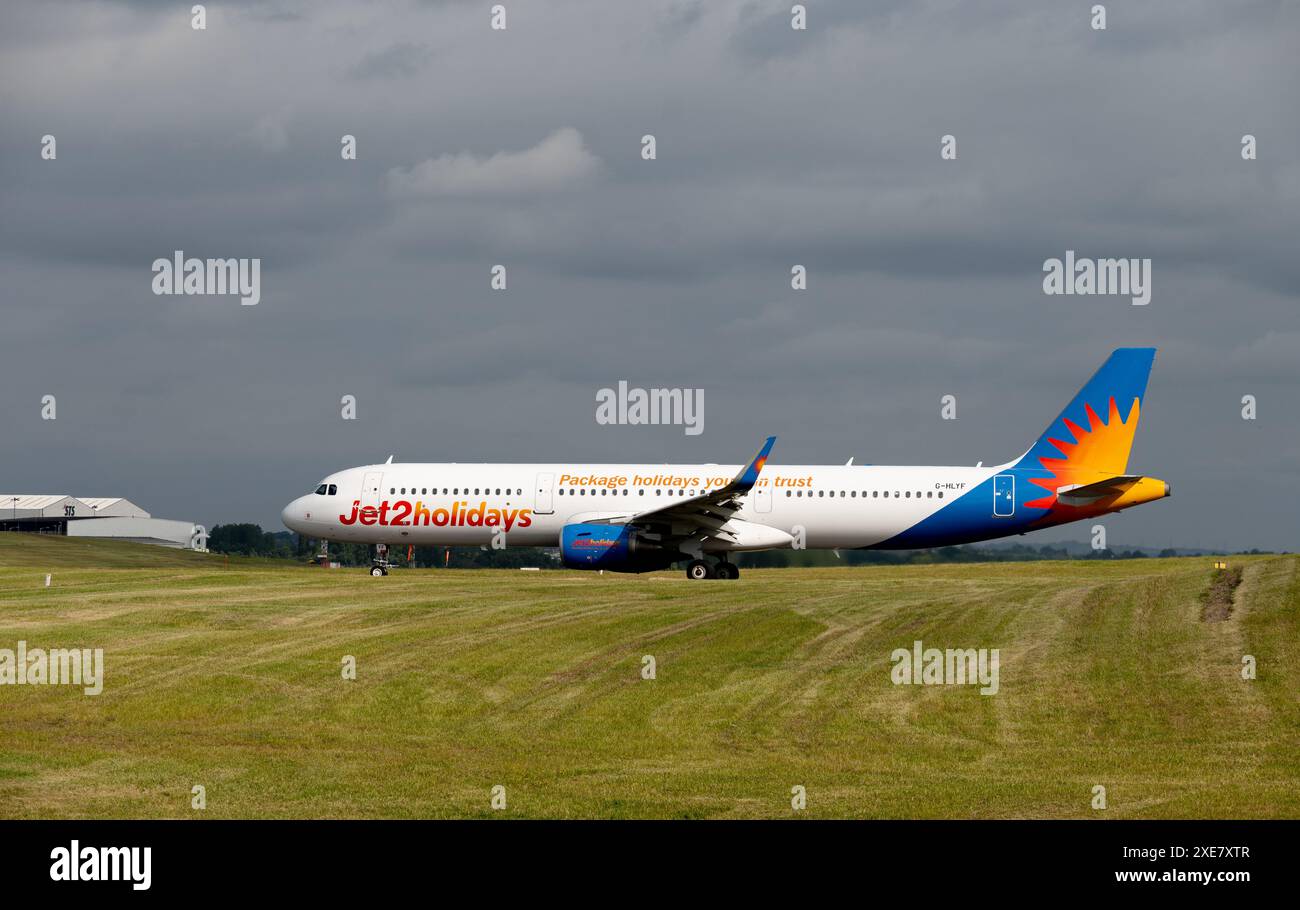 Jet2 Airbus A321-211 taxiing for take off at Birmingham Airport, UK (G ...
