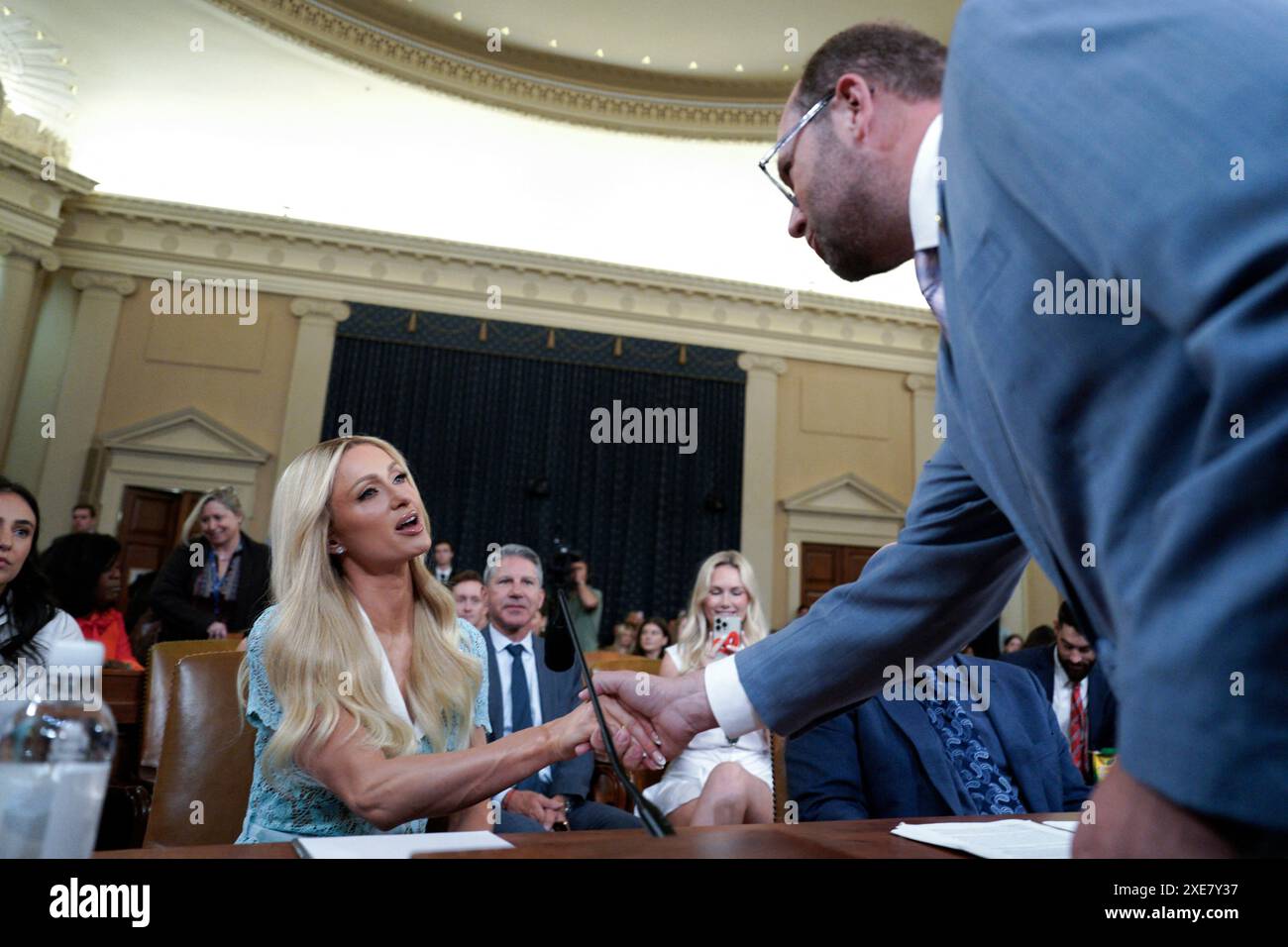Paris Hilton, Lived-Experience Advocate and CEO, is greeted by ...