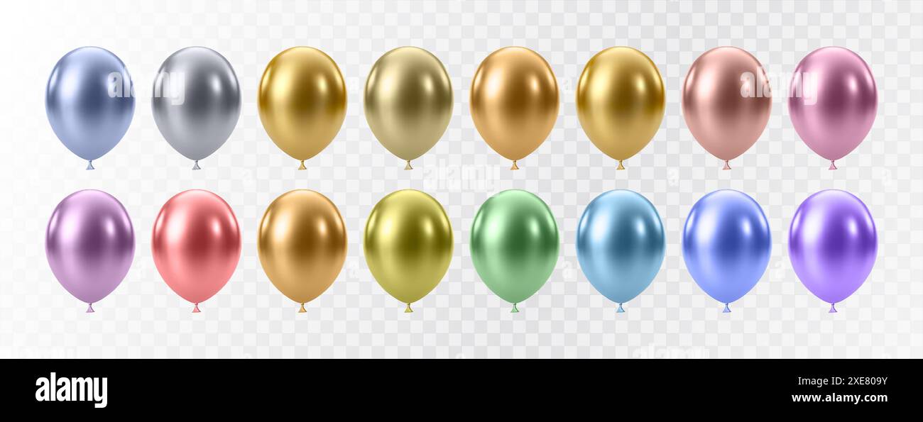 Luxury realistic balloons set. 3D glossy helium balloons Stock Vector ...