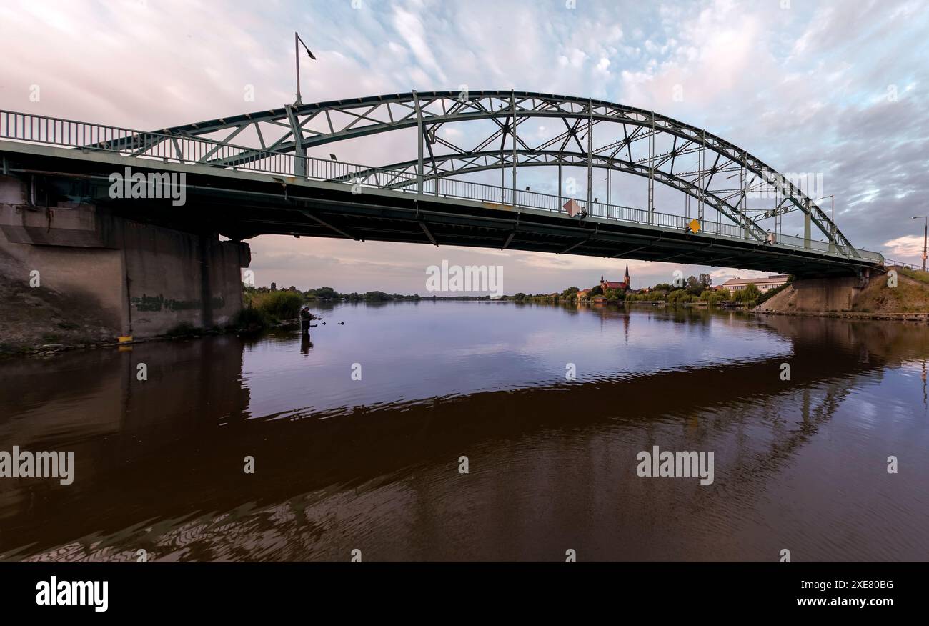 aerial view about the Rackeve city and city brdige included the ...