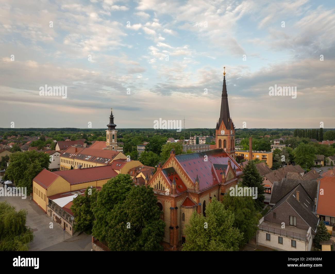 aerial view about the Rackeve city and city brdige included the ...