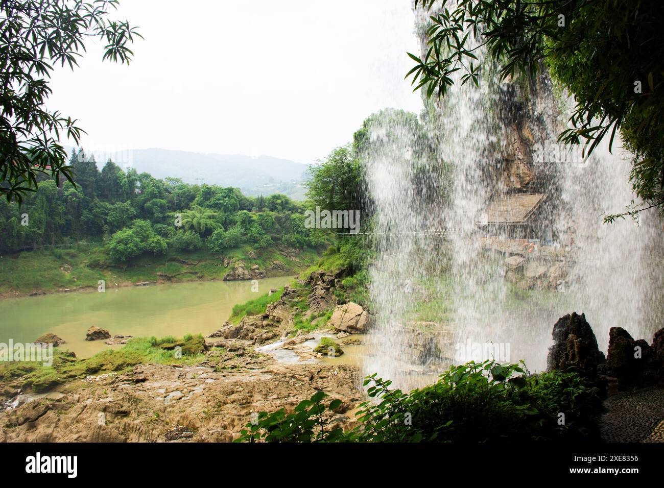 View landscape mountain forest jungle and waterfalls in antique Furong ...