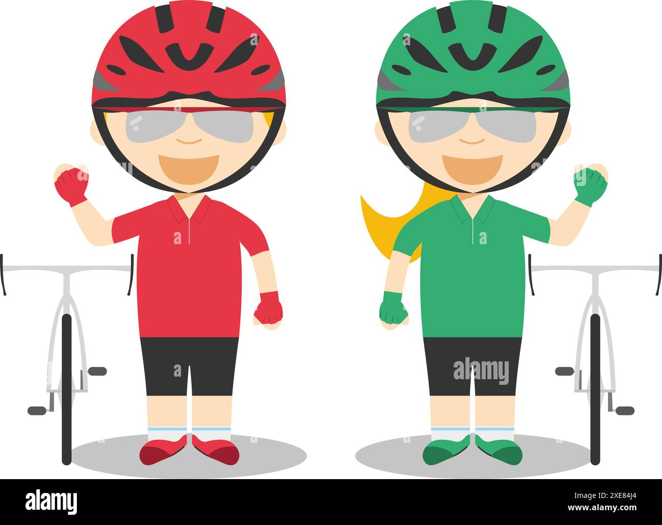Sports vector illustrations: Cycling Road male and female cartoon ...