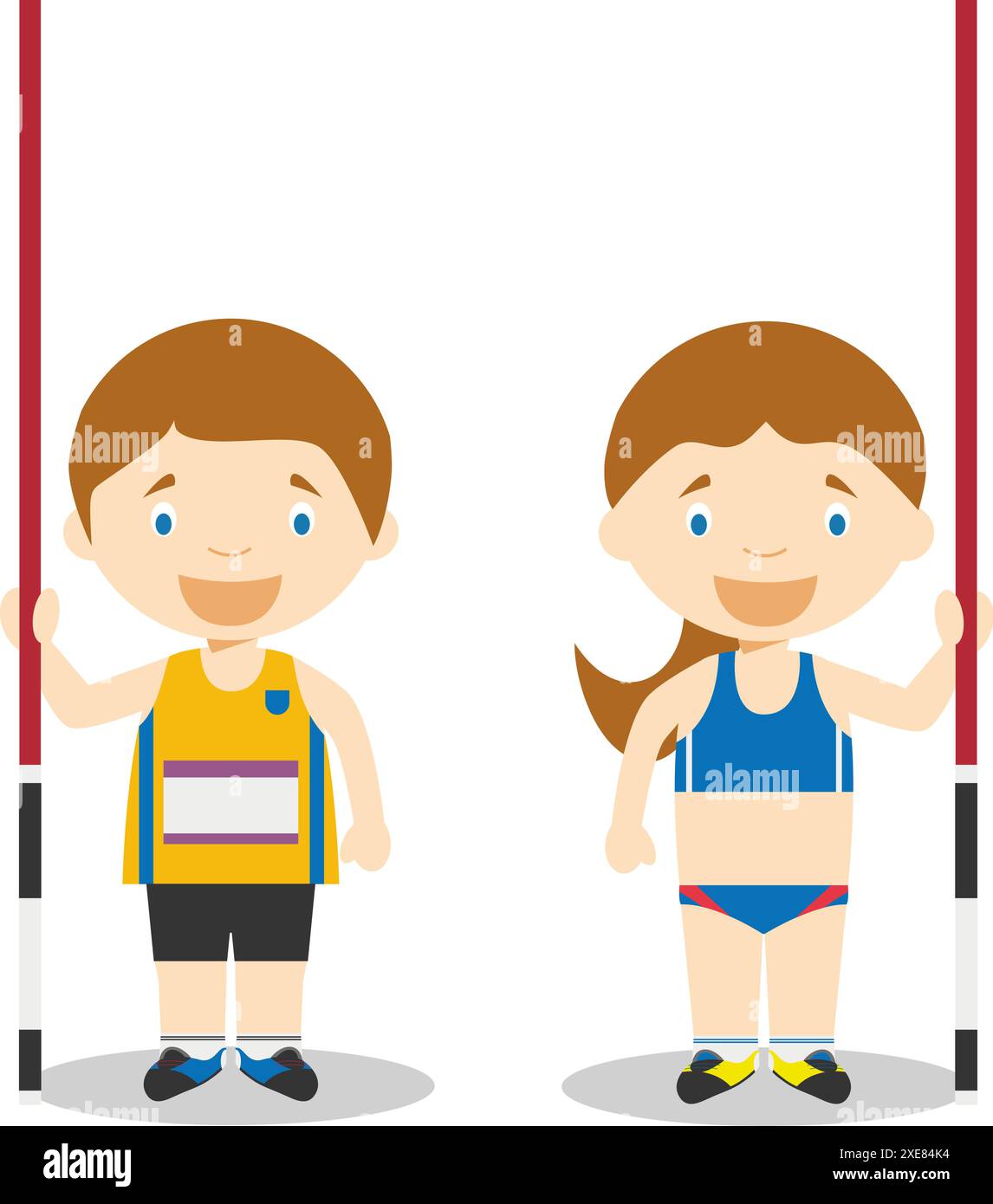 Sports vector illustrations: Pole Vault male and female cartoon ...