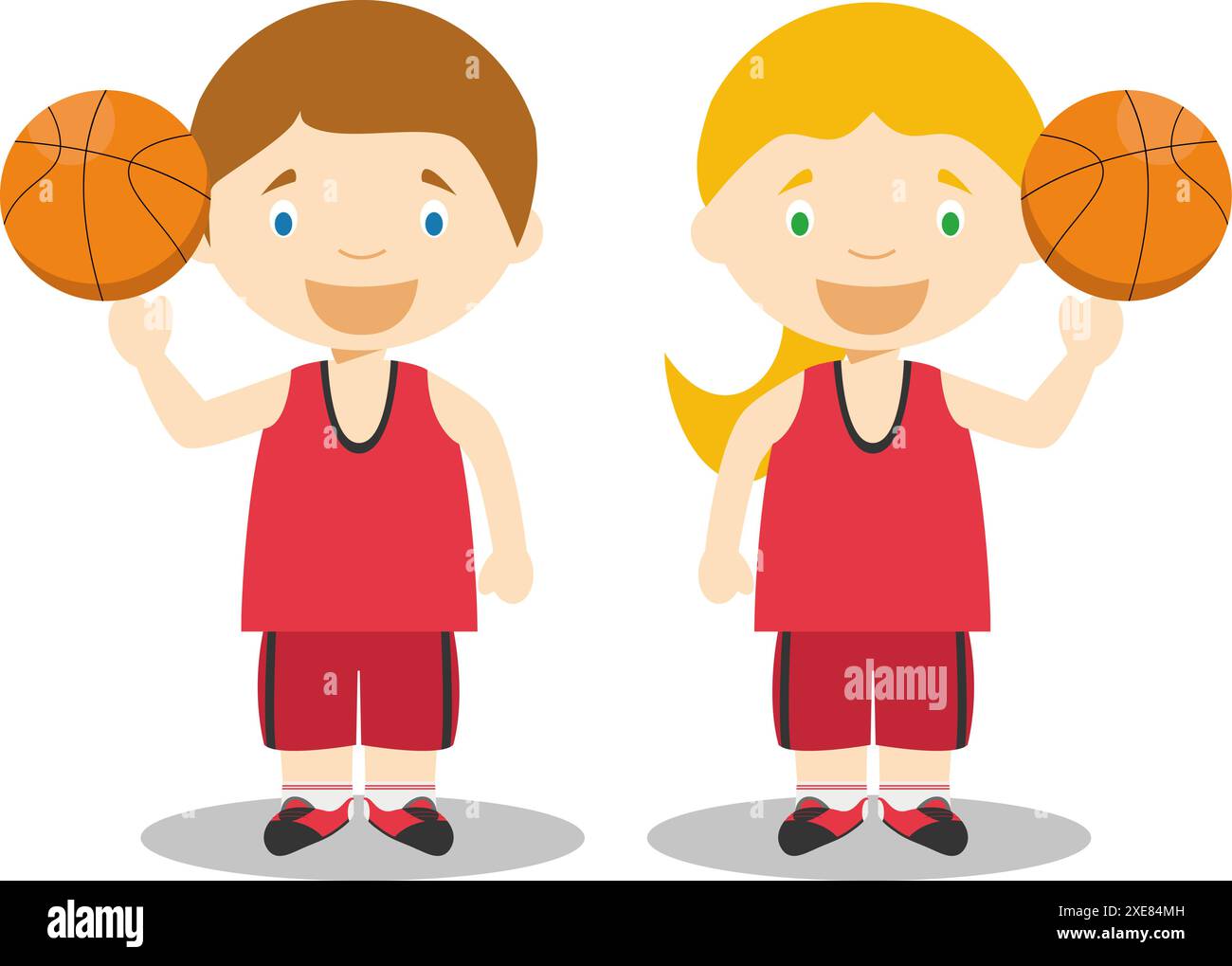 Sports vector illustrations: Basketball male and female cartoon ...