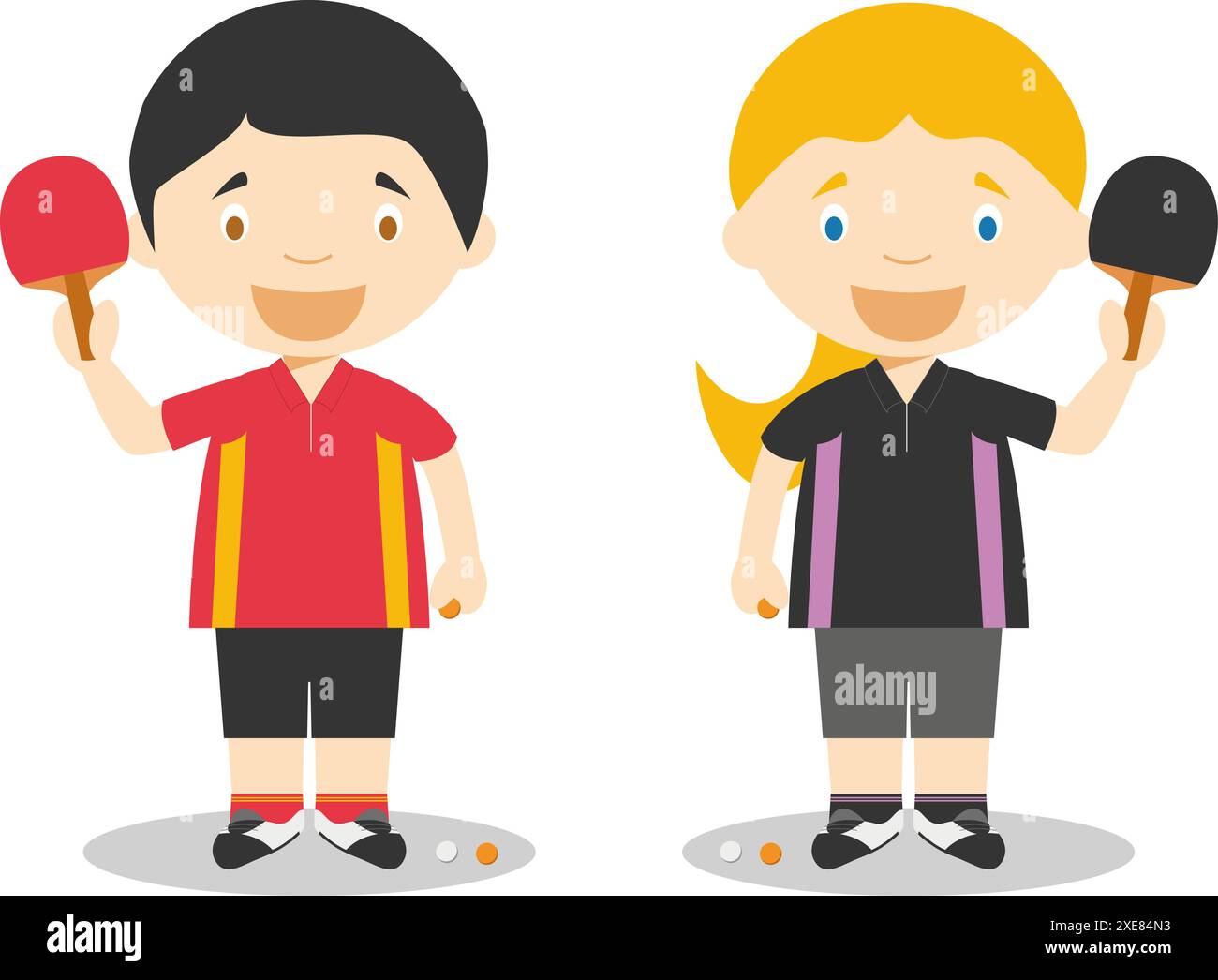 Sports vector illustrations: Table Tennis male and female cartoon ...