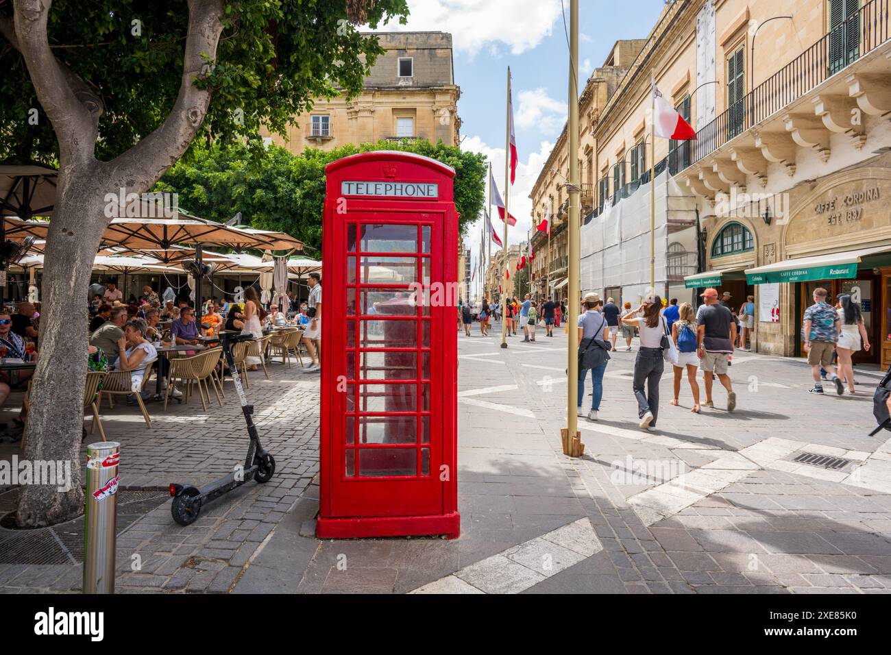 Valleta, Malta September 07 2023 red malta telephone box in a public ...