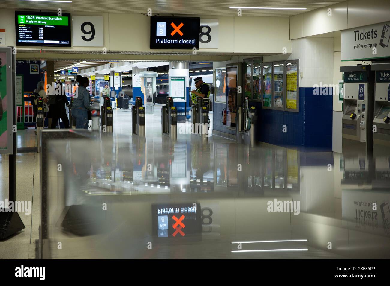 Electric boards informing about platform closure are seen at Euston ...