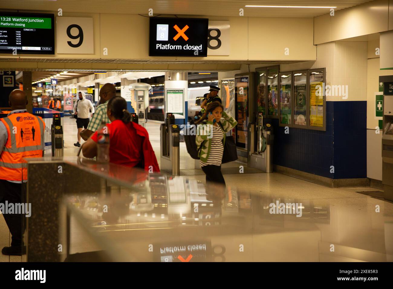 Electric boards informing about platform closure are seen at Euston ...