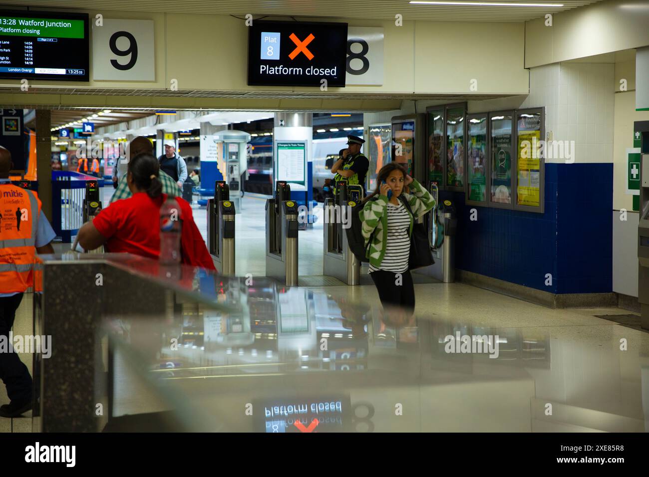 Electric boards informing about platform closure are seen at Euston ...