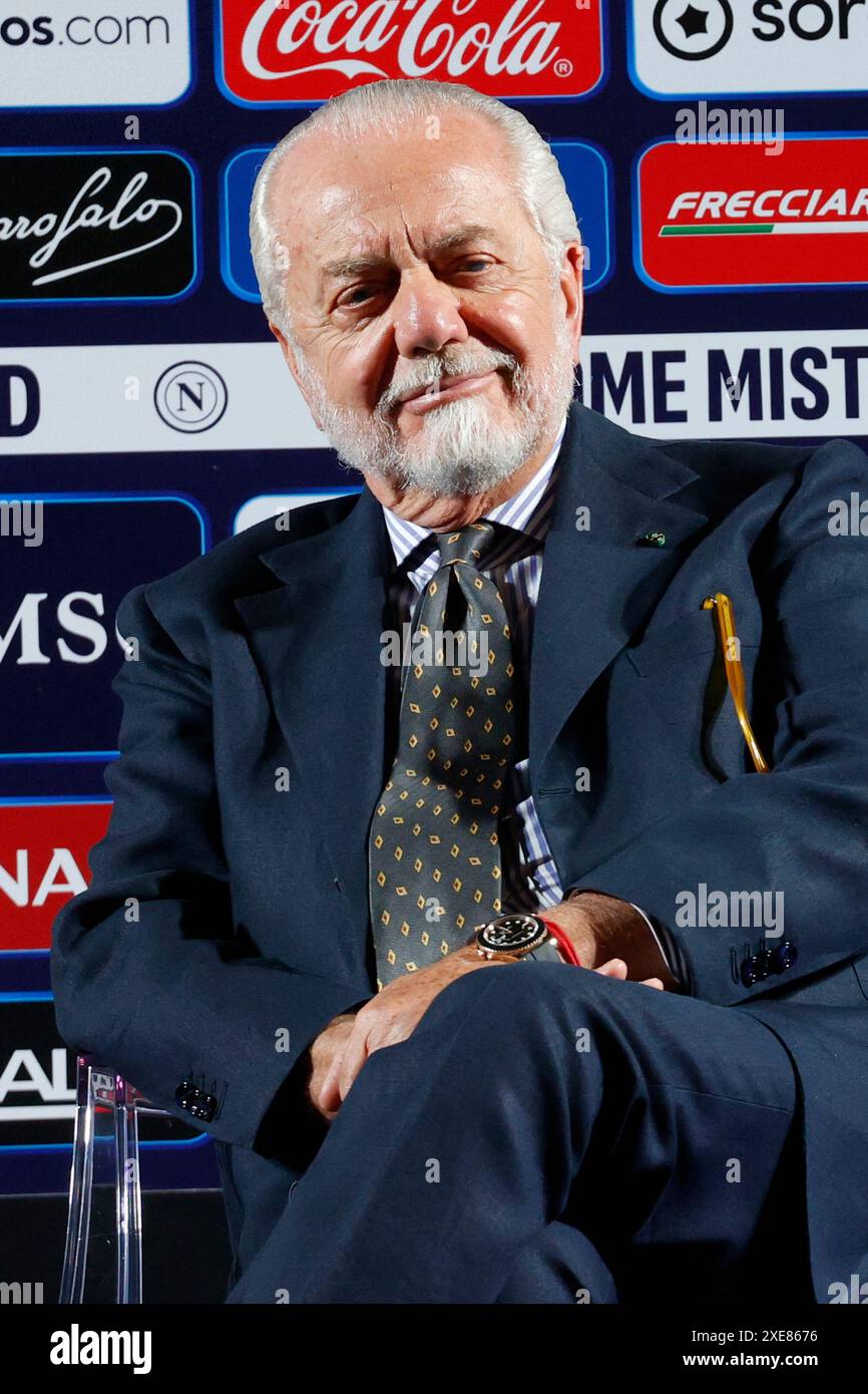 Naples, Campania, Italy. 26th June, 2024. Aurelio de Laurentiis owner ...