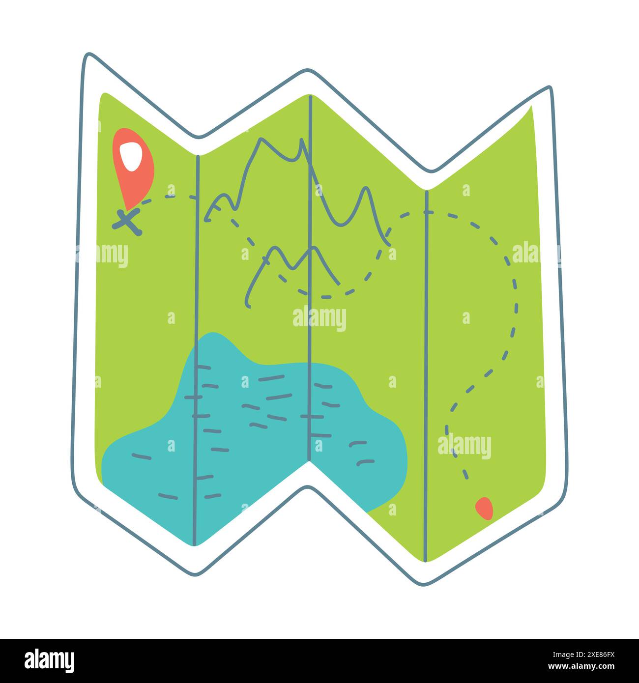 Cartoon Map Icon With GPS Pin. Illustration of Flat Travelling map icon ...