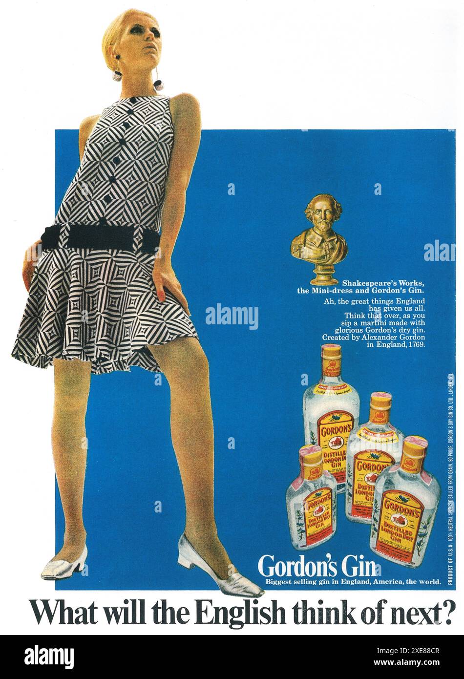 1967 Gordon's Gin ad - "Shakespeare and mini dress" - 'What will the ...