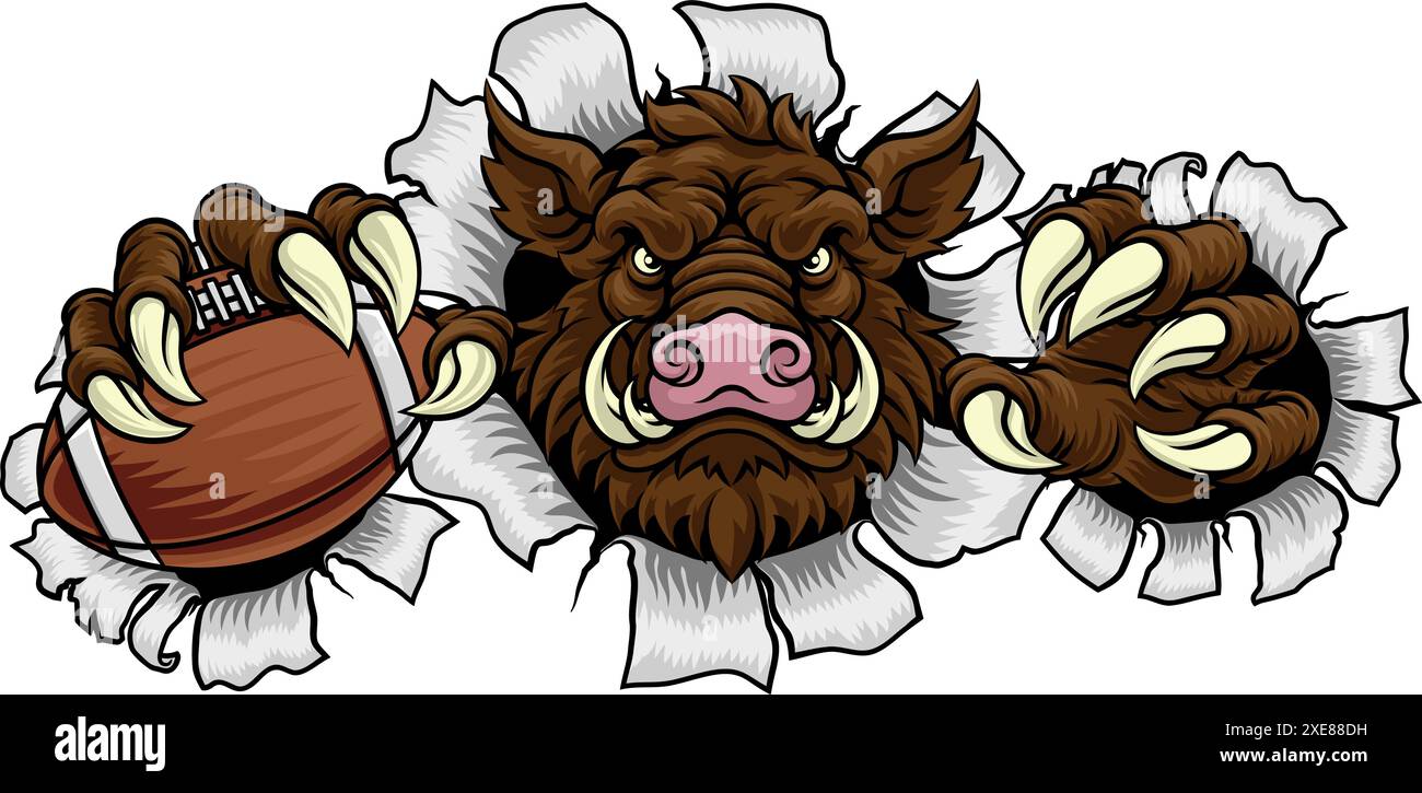 Boar Wild Hog Razorback Warthog Football Mascot Stock Vector Image ...
