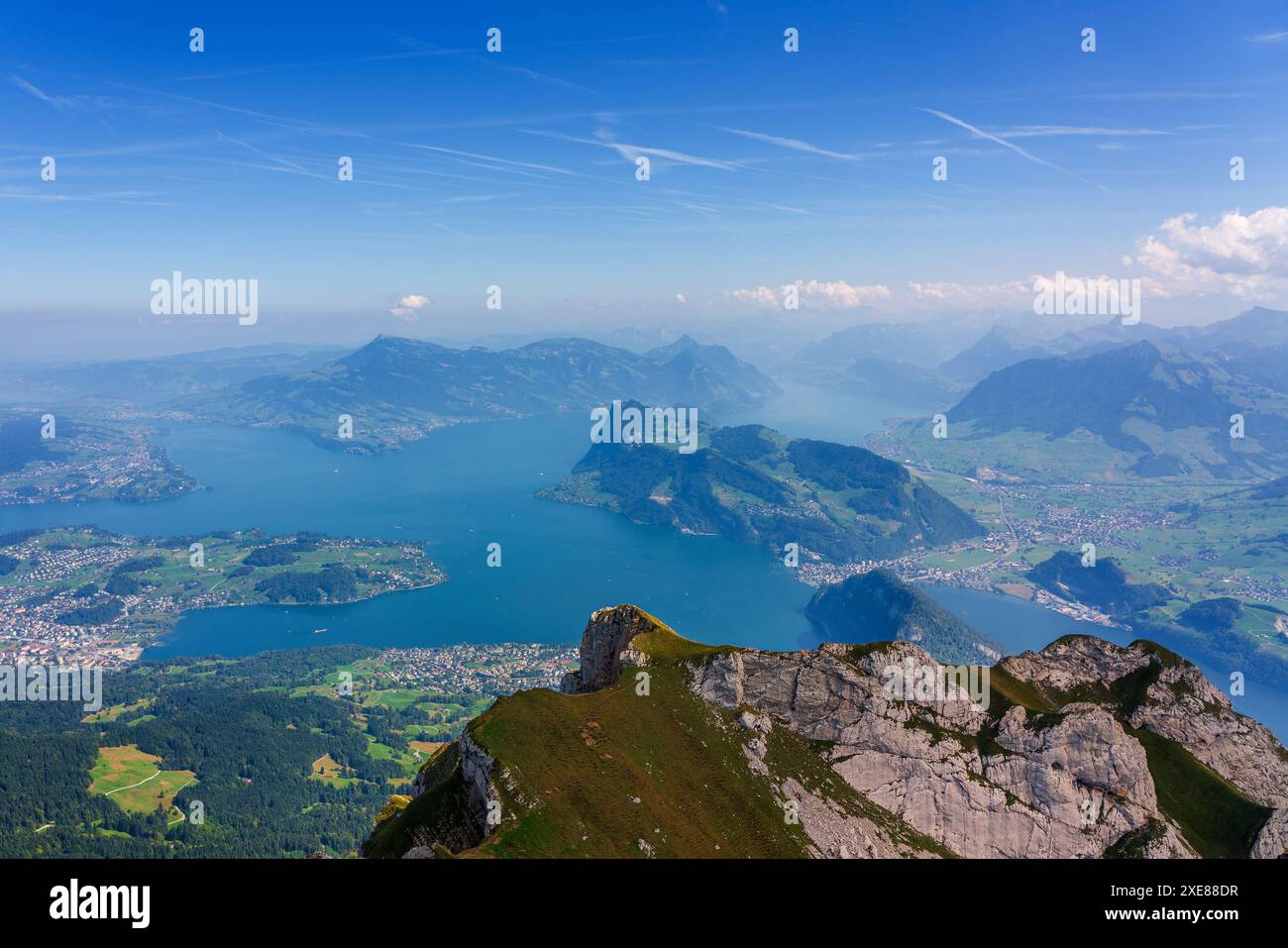 Panoramic view of Lake Lucerne from Pilatus Mountain in Switzerland ...