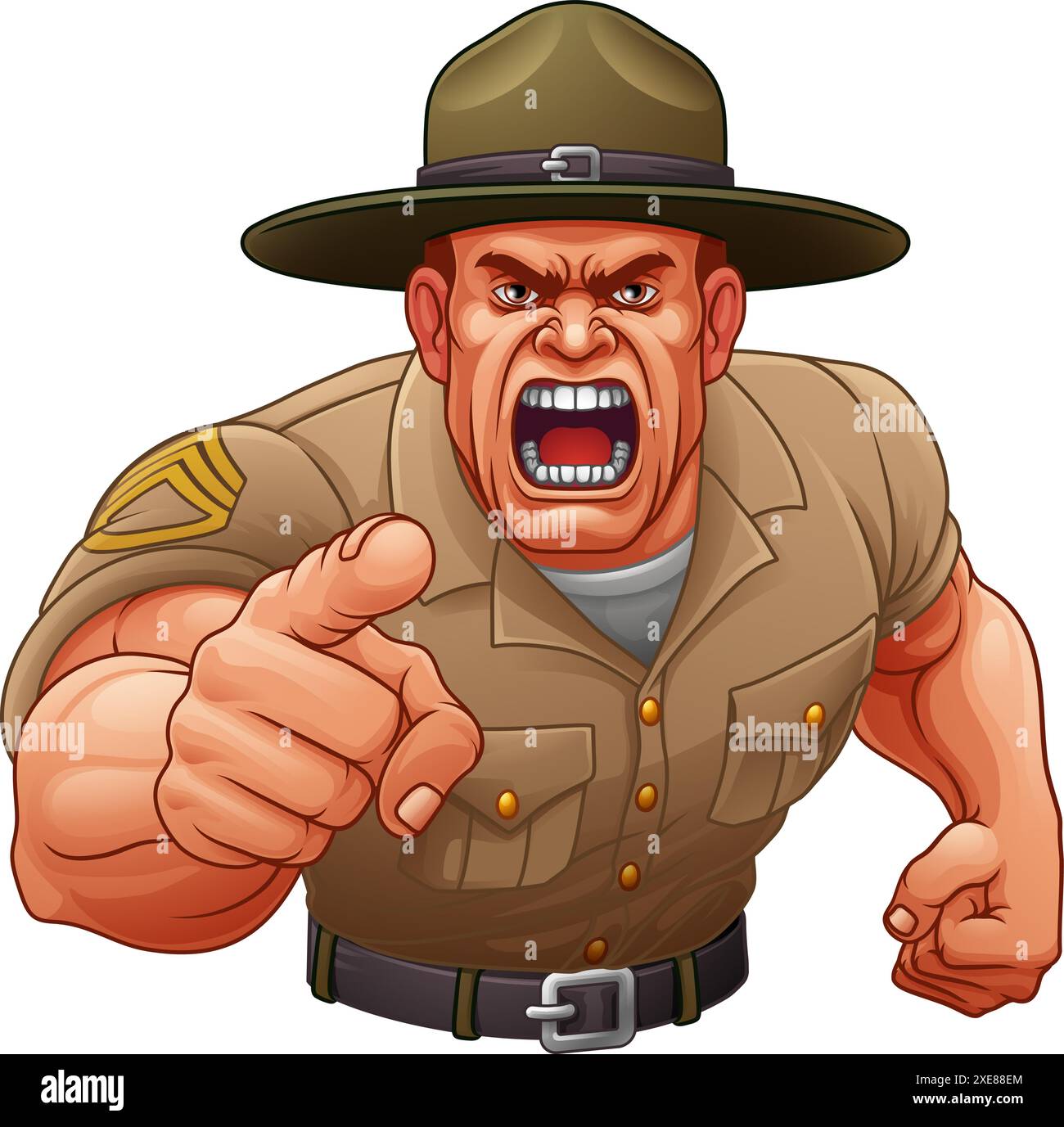 Angry cartoon drill sergeant screaming Stock Vector Images - Alamy