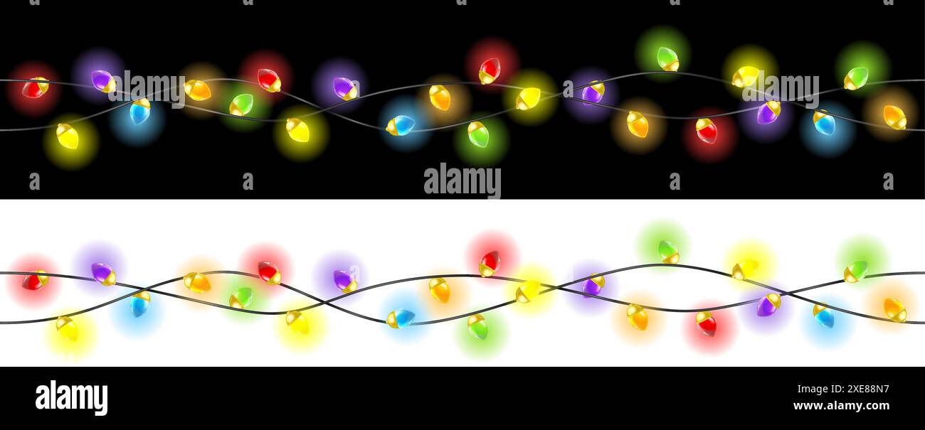String Line Christmas Decoration Lights Seamless Stock Vector Image ...