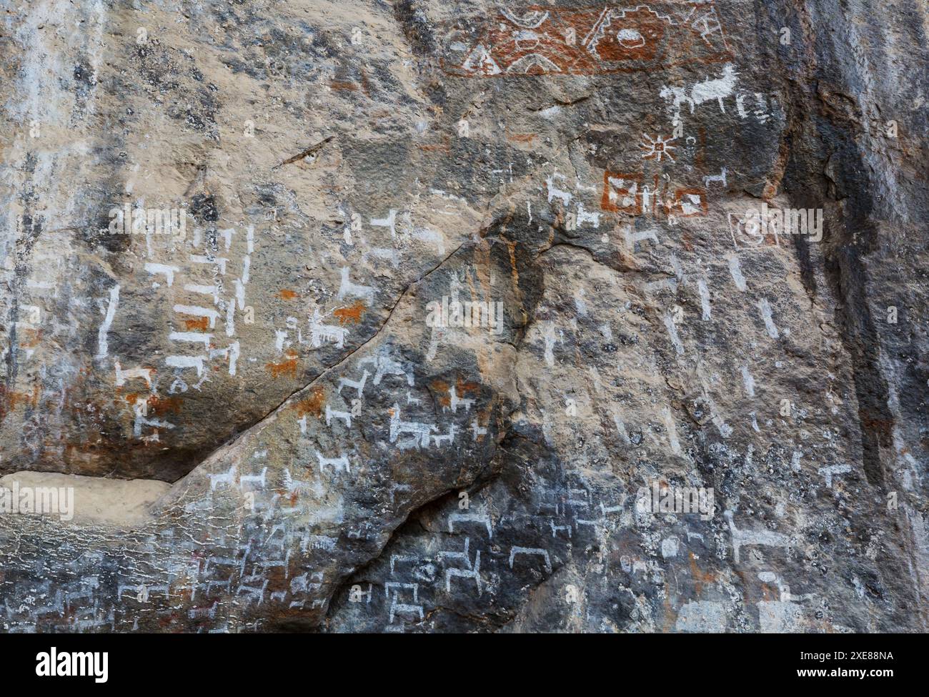 Historic Inca murals in Peru Stock Photo - Alamy