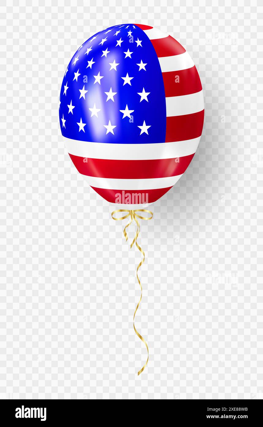 3d realistic balloon USA. Independence Day Balloon. American flag Stock ...