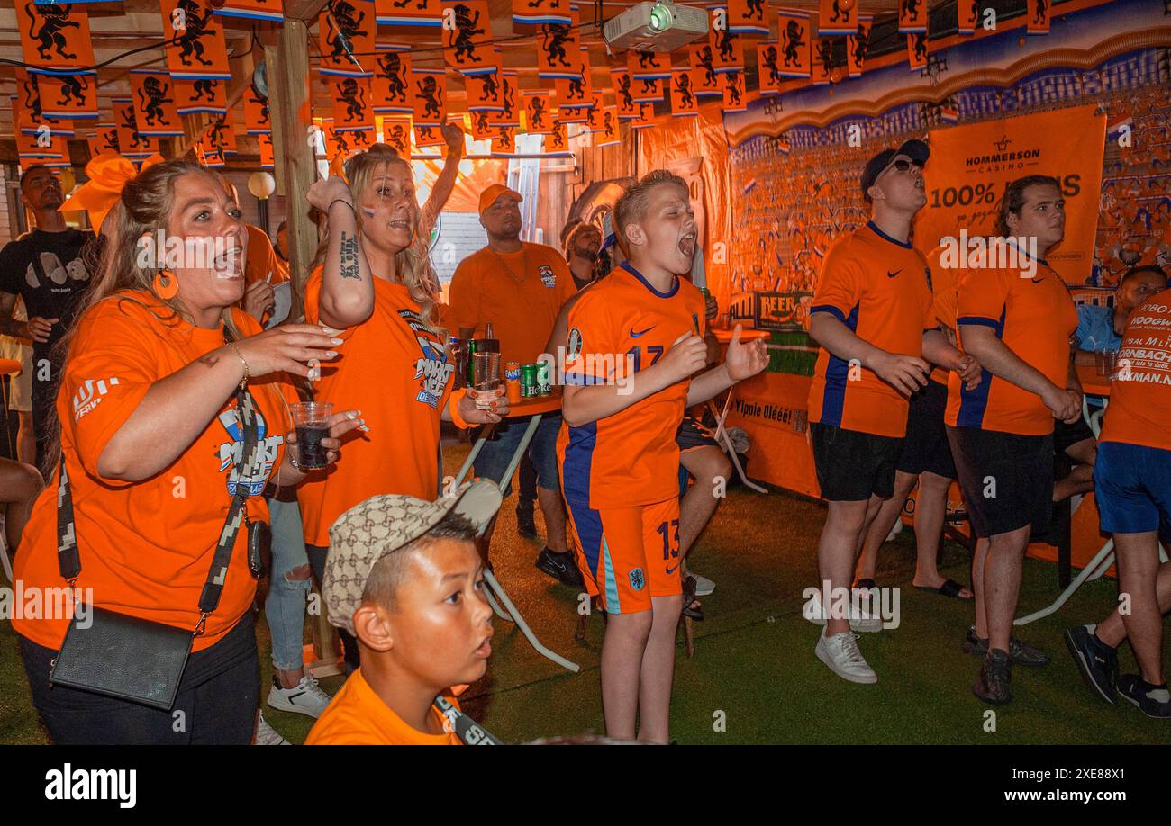 Netherlands' Dutch football supporters react during the European ...